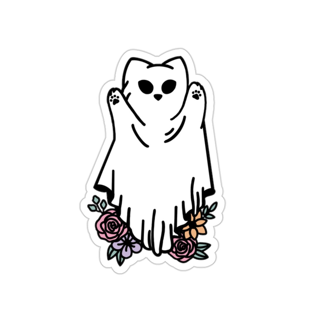 Cute Cat Ghost Sticker- Vinyl Die Cut -kiss Cut 2x2 Inch - Etsy