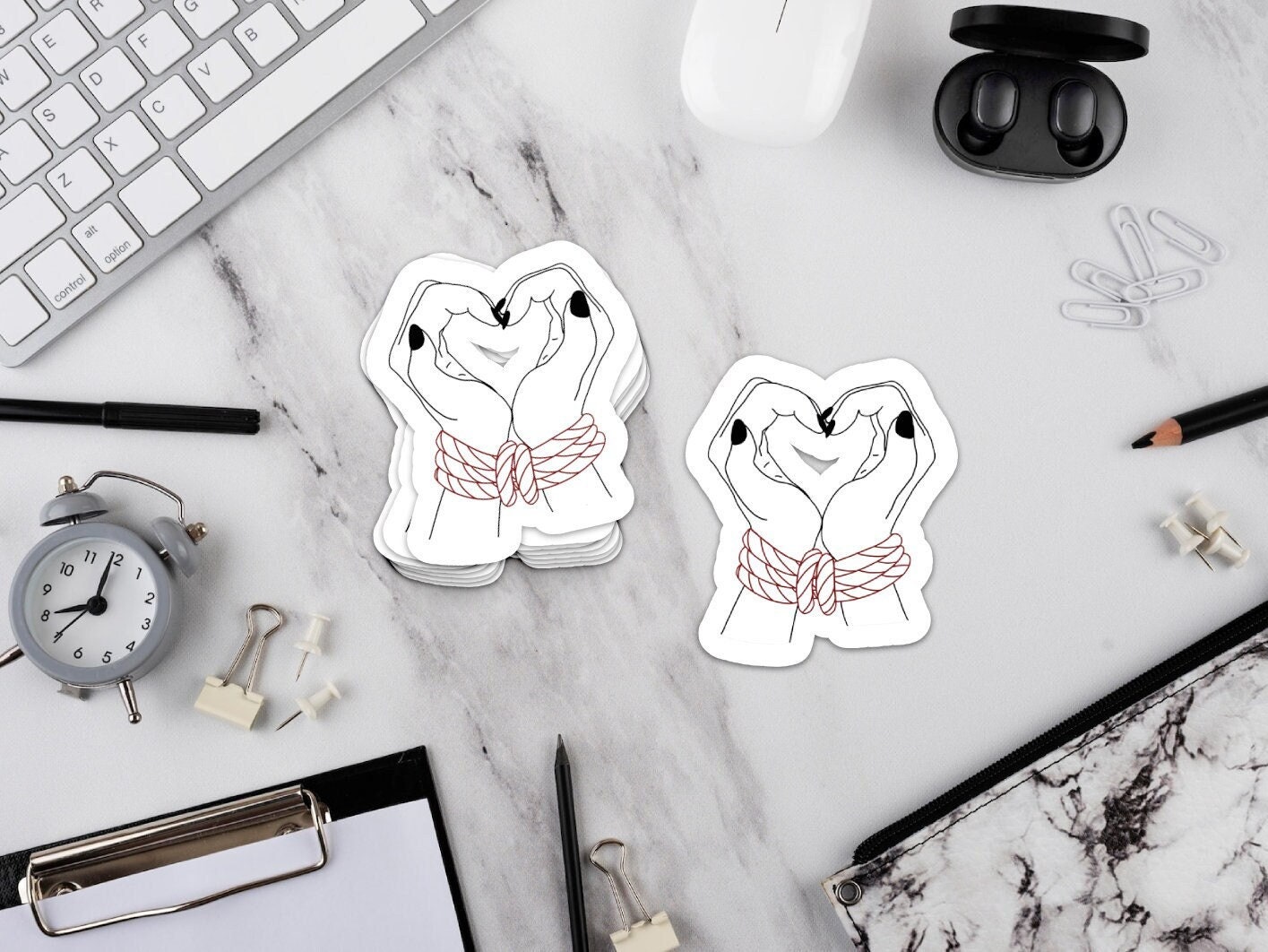 Shibari Bondage Woman Heart Hands Couple Sticker- Die Cut Kiss Cut ...