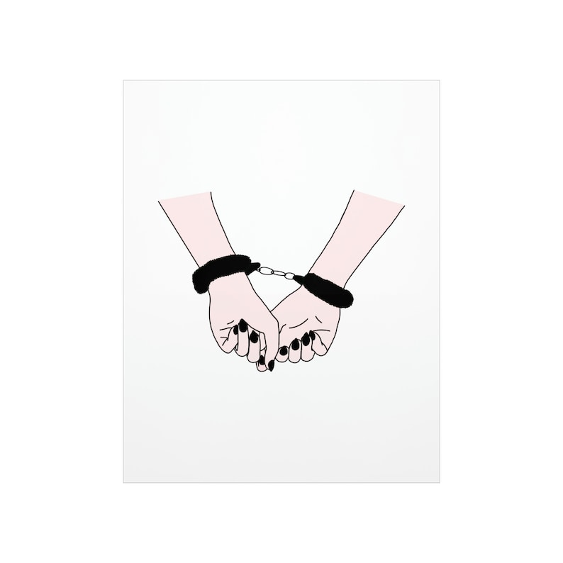Cuffed Bondage Woman Sexy Fuzzy Cuffs Line Art Matte Print 11x 14 - Etsy