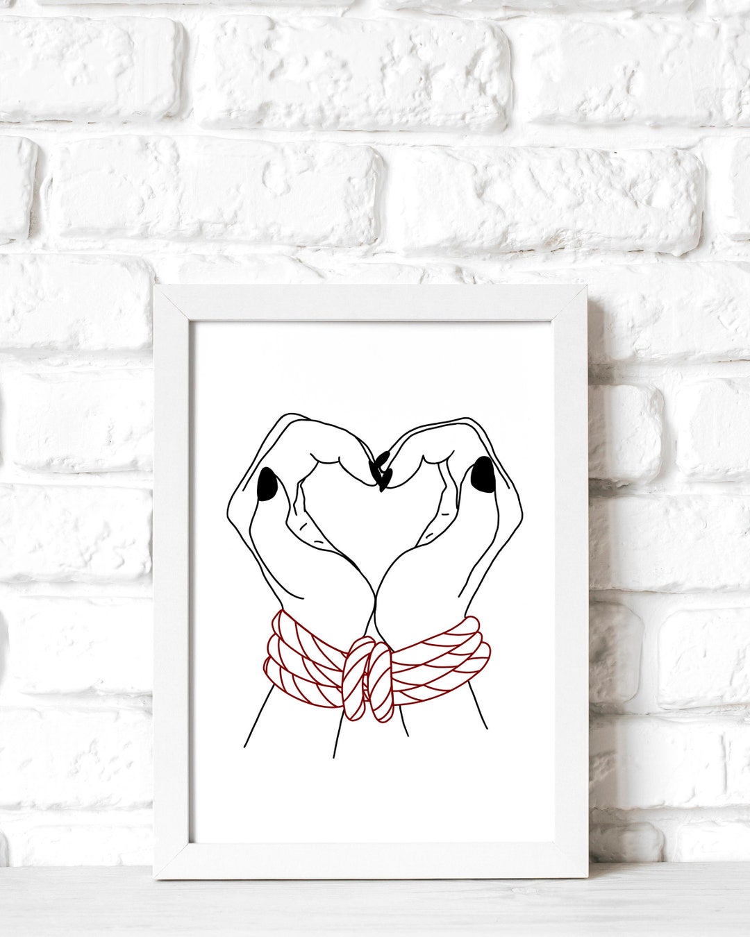 Shibari Bondage Woman Heart Hands Couple Line Art Matte Print 11x14 - Etsy