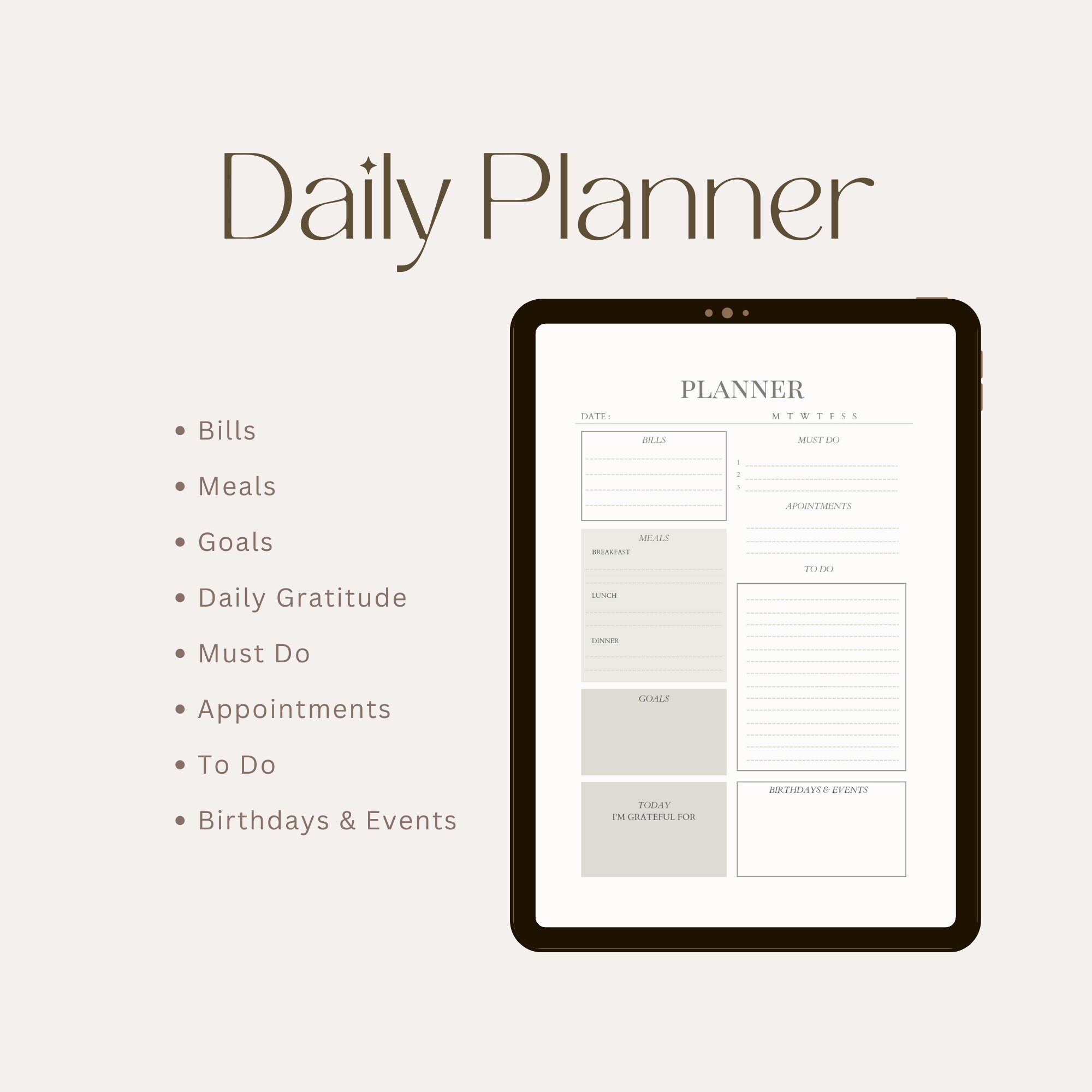Daily Planner Printable 24 Hour Planner Daily Goals to Do List Work Day ...