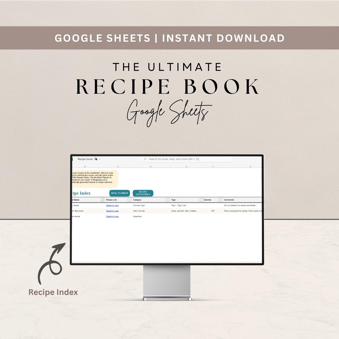 Recipe Book | Template Printable | Google Sheets | Cook Book Journal ...