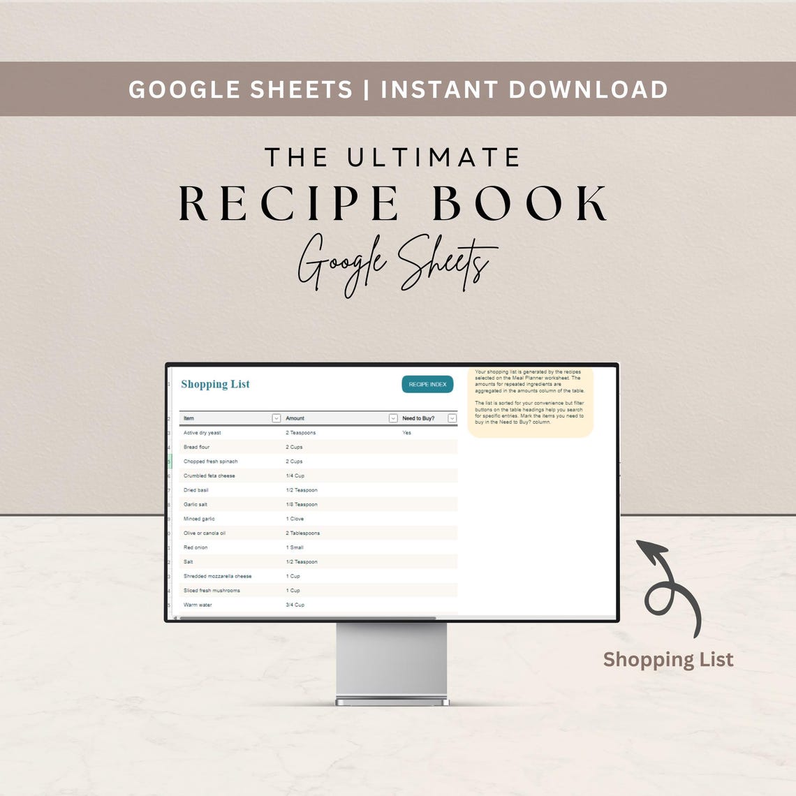 Recipe Book | Template Printable | Google Sheets | Cook Book Journal ...