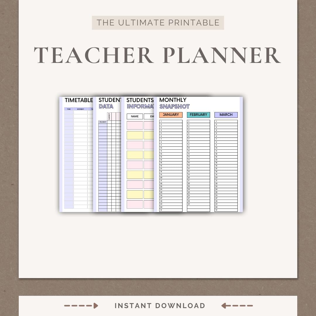 Teacher Planner 2024-2025, Printable Planner, Academic Planner ...
