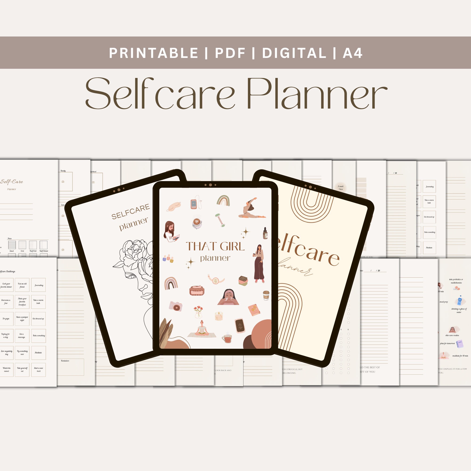 That Girl Aesthetic Self Care Printable Planner PDF Gratitude Journal ...
