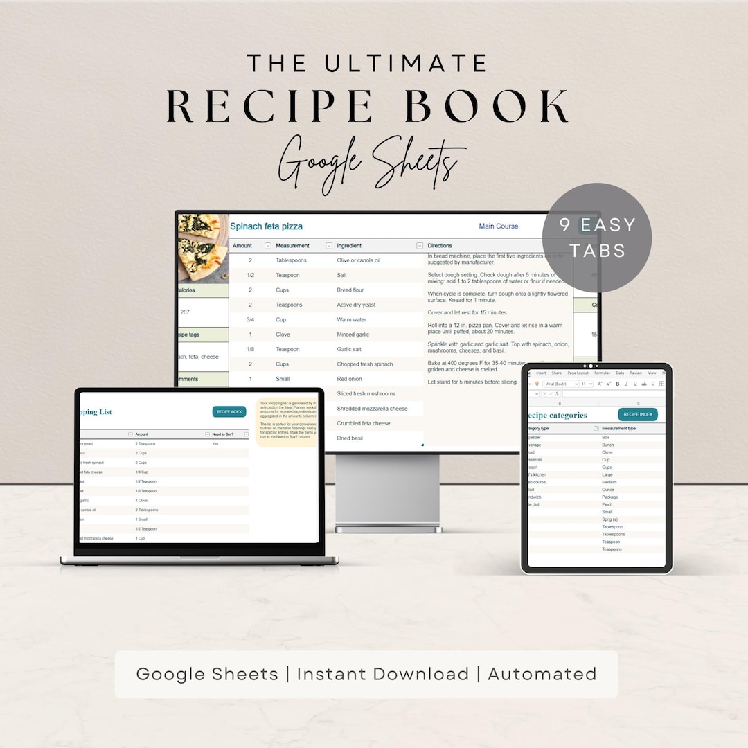 Recipe Book | Template Printable | Google Sheets | Cook Book Journal ...