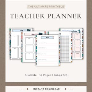 Teacher Planner 2024-2025, Printable Planner, Academic Planner ...