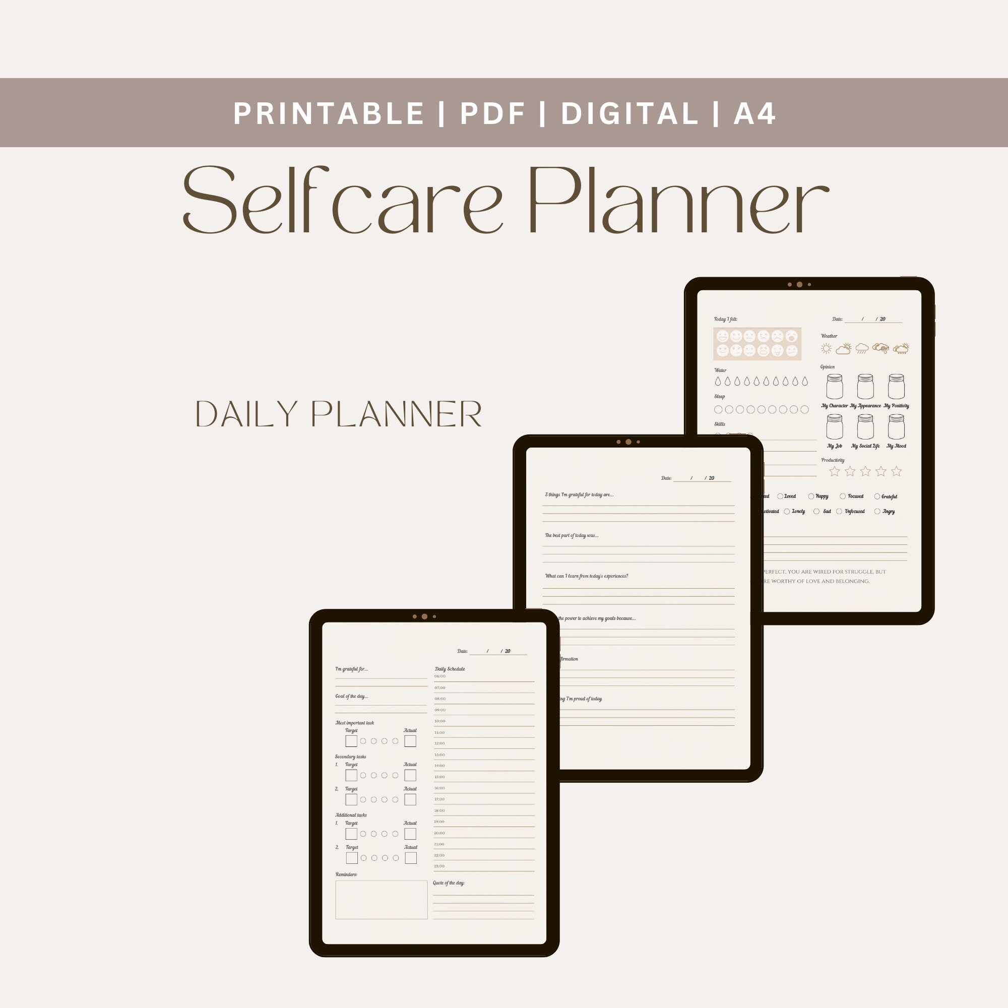 That Girl Aesthetic Self Care Printable Planner PDF Gratitude Journal ...