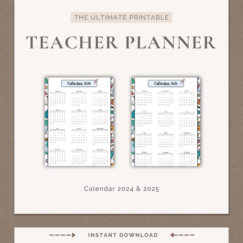 Teacher Planner 2024-2025, Printable Planner, Academic Planner ...