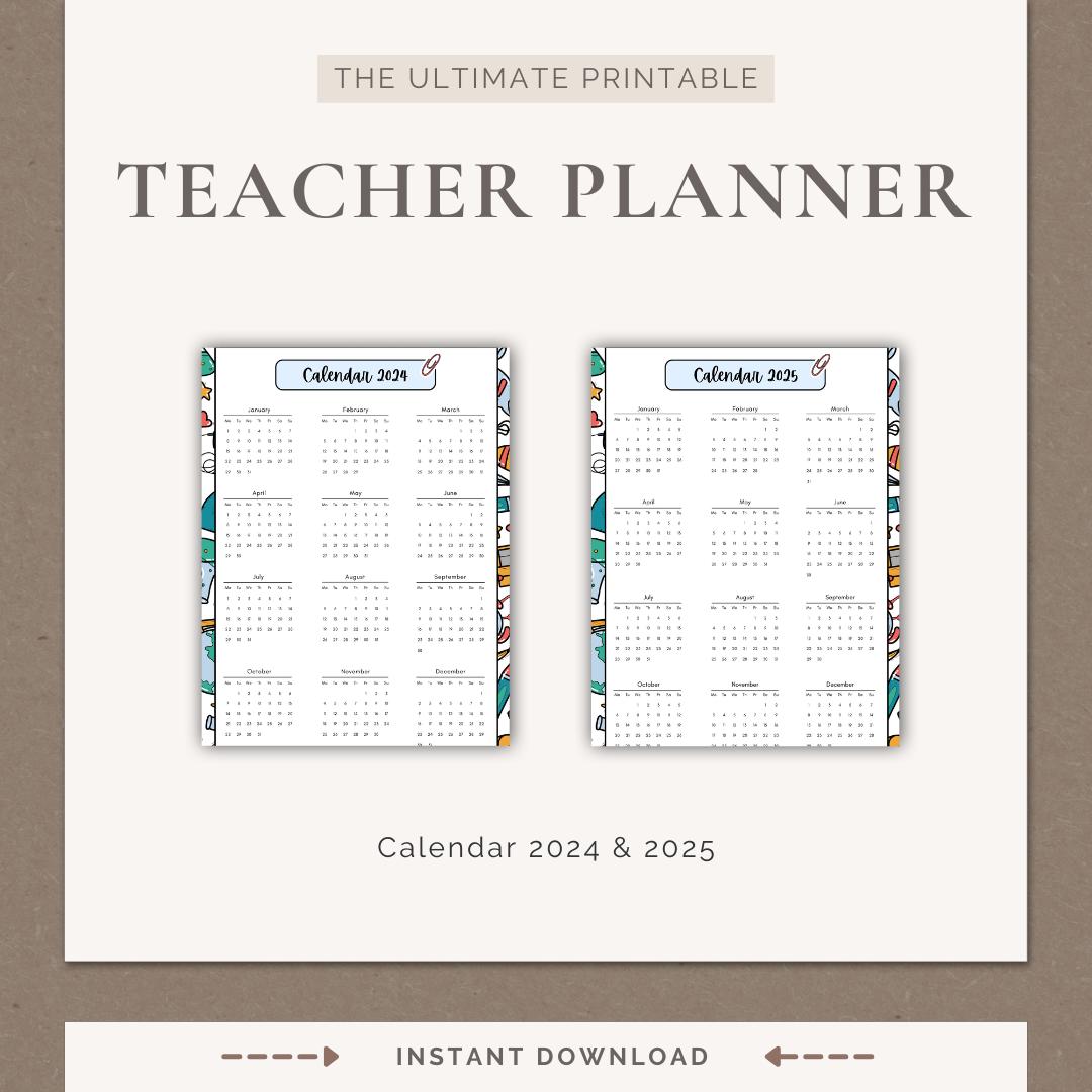 Teacher Planner 2024-2025, Printable Planner, Academic Planner ...
