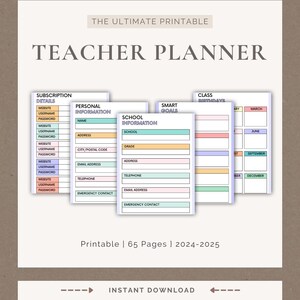 Teacher Planner 2024-2025, Printable Planner, Academic Planner ...