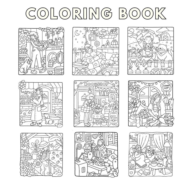 Coco Wyo Girl Moments Digital Coloring Book | Cozy Girly Colouring ...