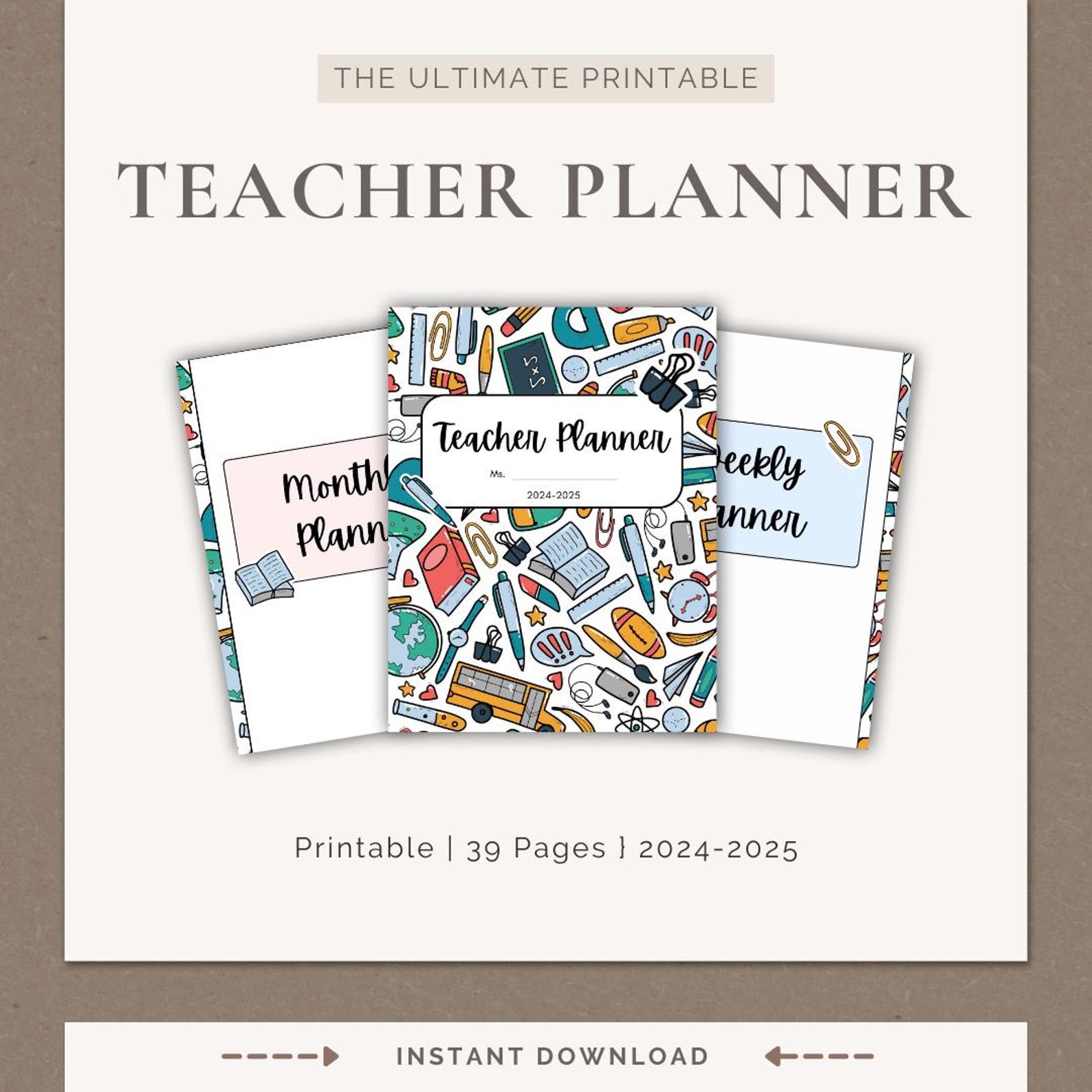 Teacher Planner 2024-2025, Printable Planner, Academic Planner ...
