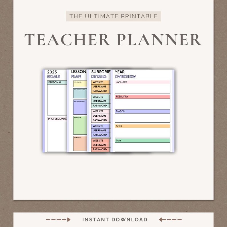 Teacher Planner 2024-2025, Printable Planner, Academic Planner ...