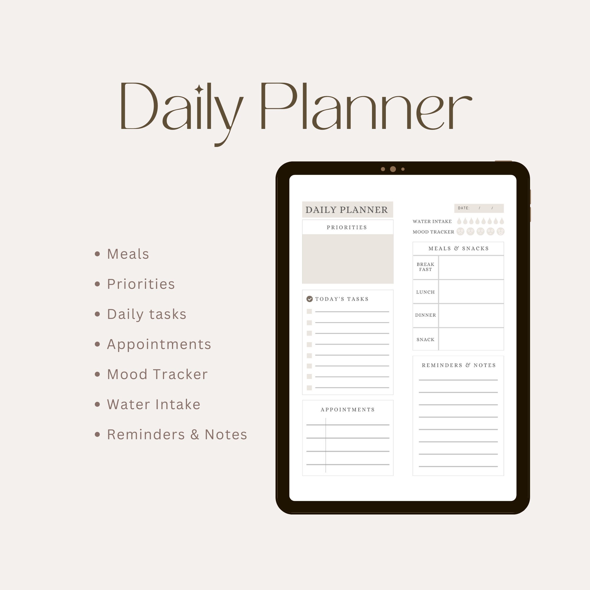 Daily Planner Printable | 24 Hour Planner | Daily Goals | to Do List ...