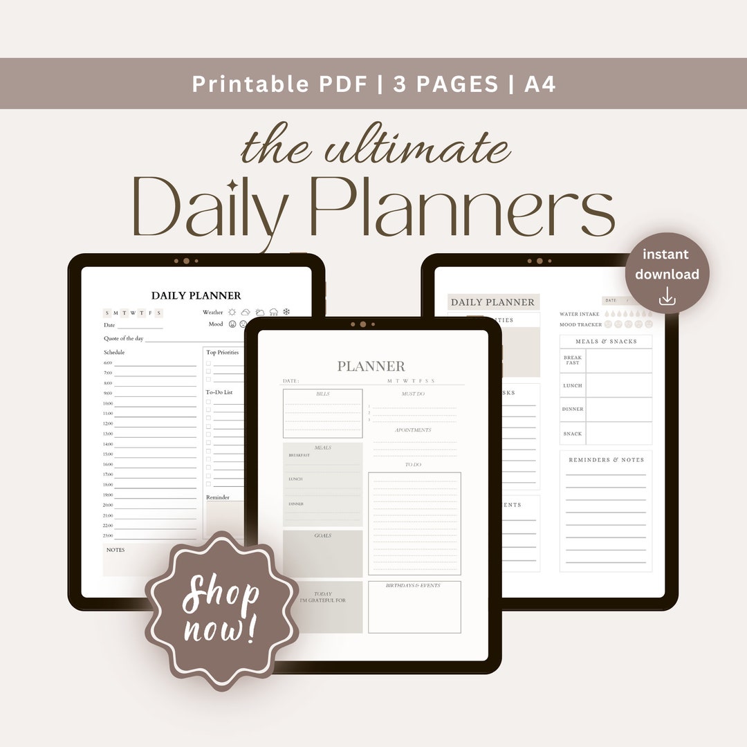 Daily Planner Printable | 24 Hour Planner | Daily Goals | to Do List ...