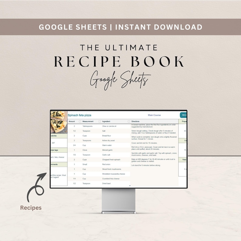 Recipe Book | Template Printable | Google Sheets | Cook Book Journal ...
