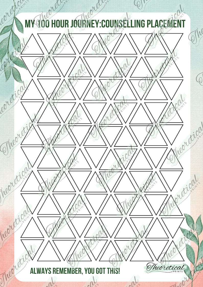 Counselling Placement Hour Tracker: 100 Hour Journey(digital Download ...