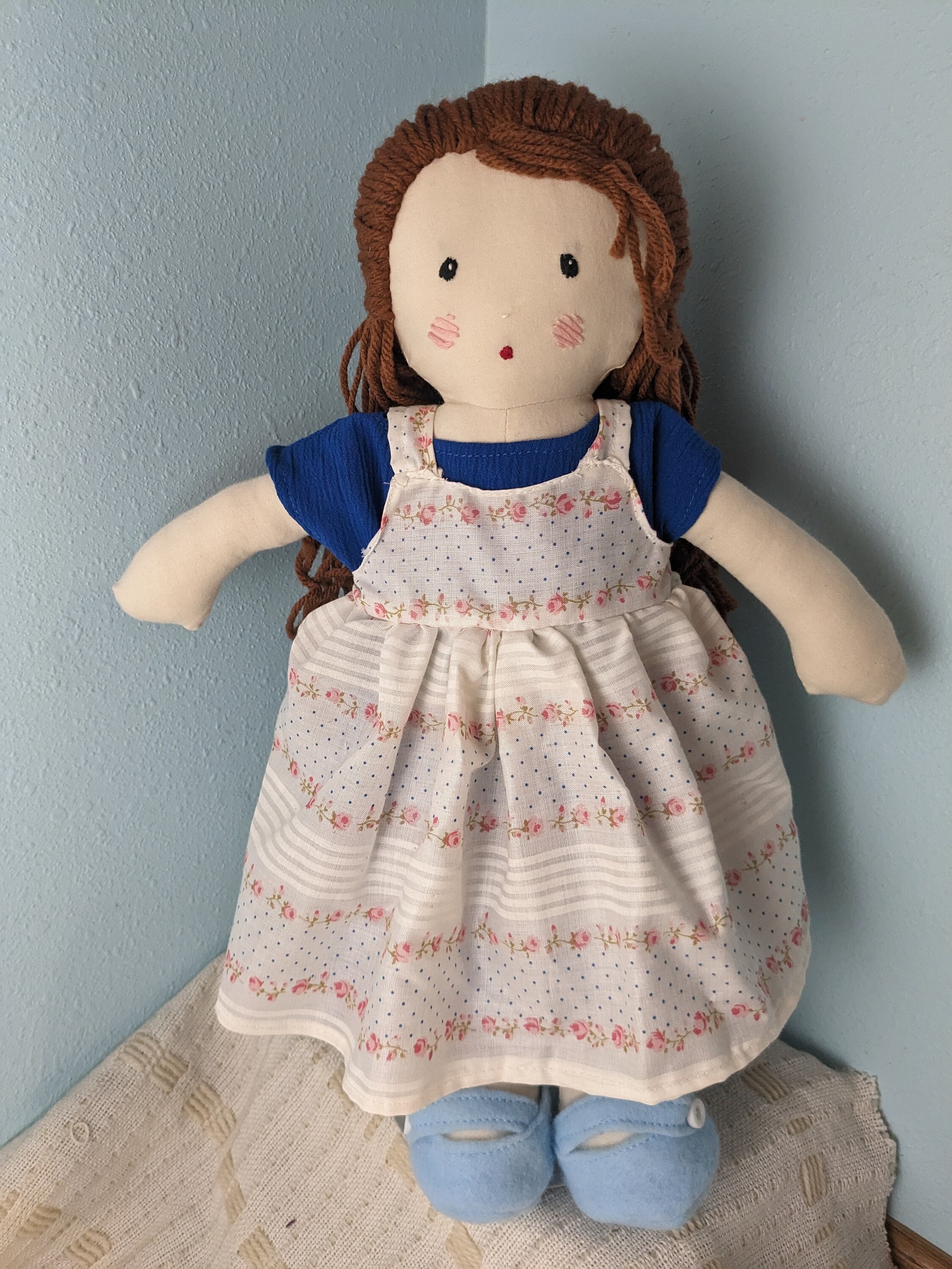 16" Doll With Blue Floral Outfit - Etsy