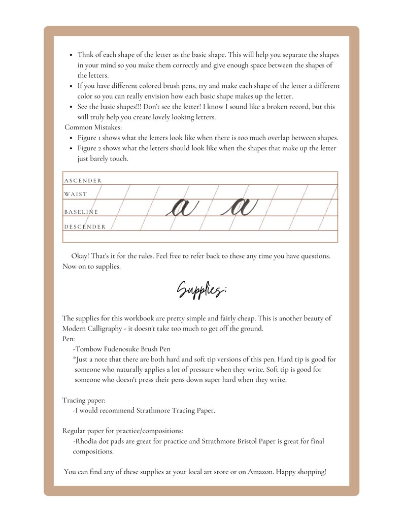 Lowercase Letters of Modern Calligraphy Workbook - Etsy