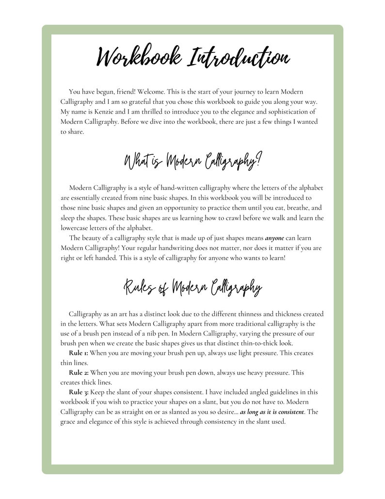 Basic Shapes of Modern Calligraphy Workbook - Etsy