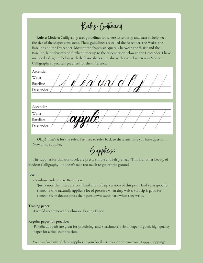 Basic Shapes of Modern Calligraphy Workbook - Etsy