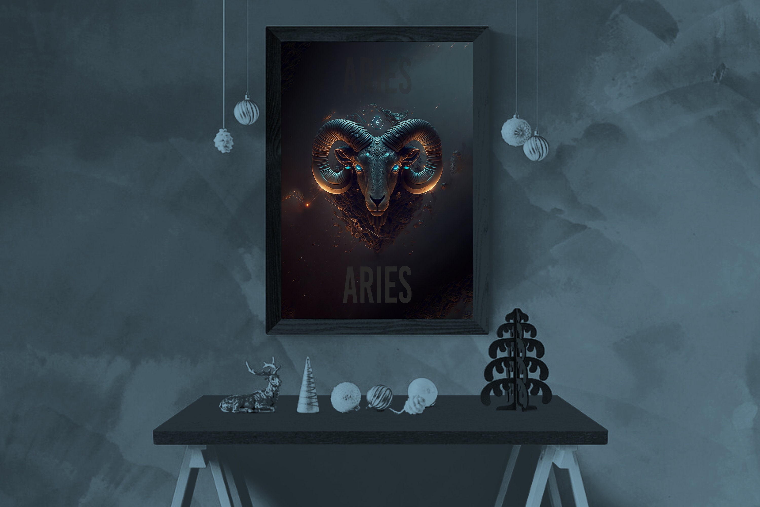 ARIES Star Sign Instant Download Print, Dark Theme, Zodiac Art ...
