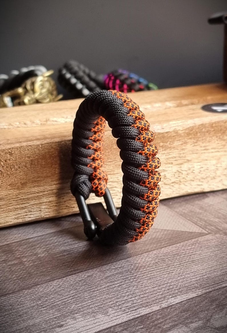 Handmade Stitched Paracord Bracelet – Adjustable Shackle Buckle ...