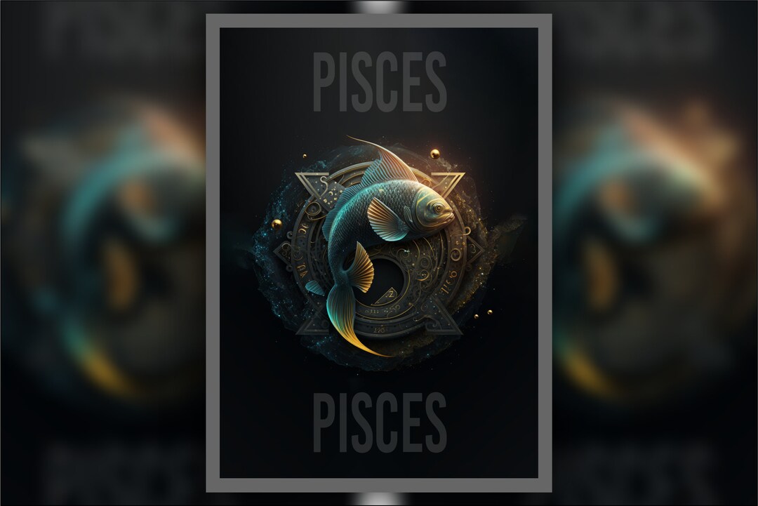 PISCES Star Sign Instant Download Print, Dark Theme, Zodiac Art ...