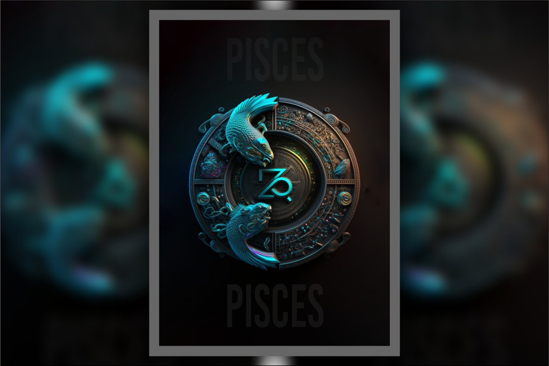 PISCES Star Sign Instant Download Print, Dark Theme, Zodiac Art ...