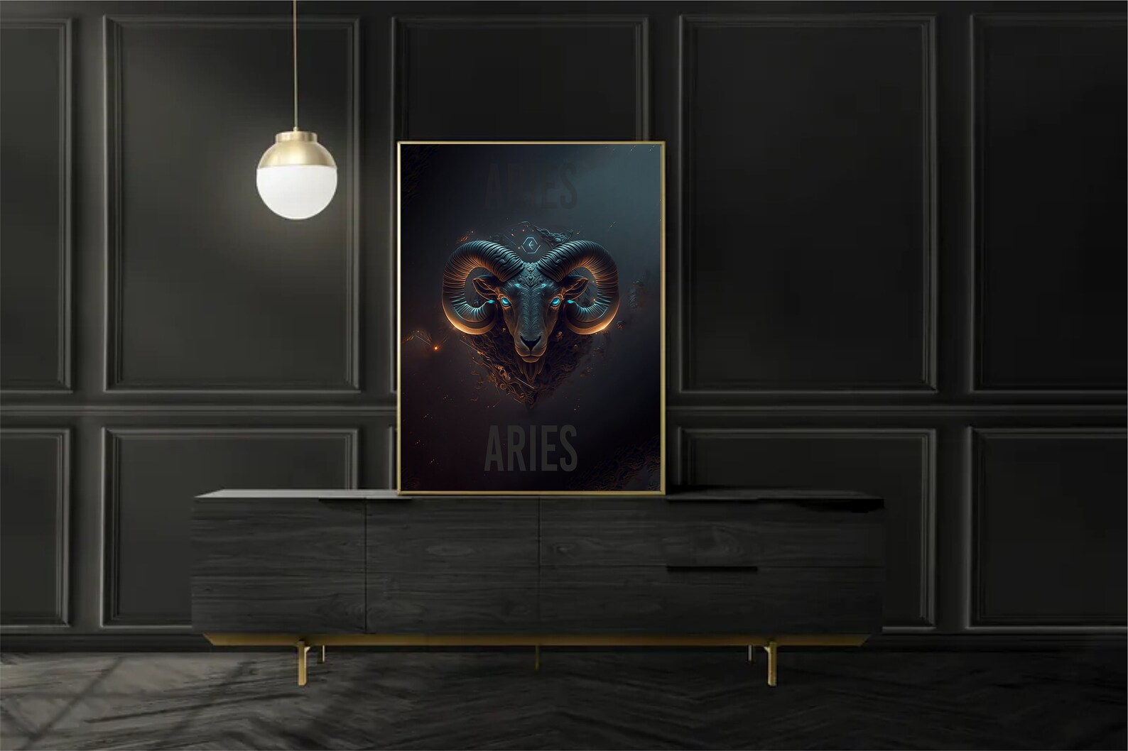 ARIES Star Sign Instant Download Print, Dark Theme, Zodiac Art ...