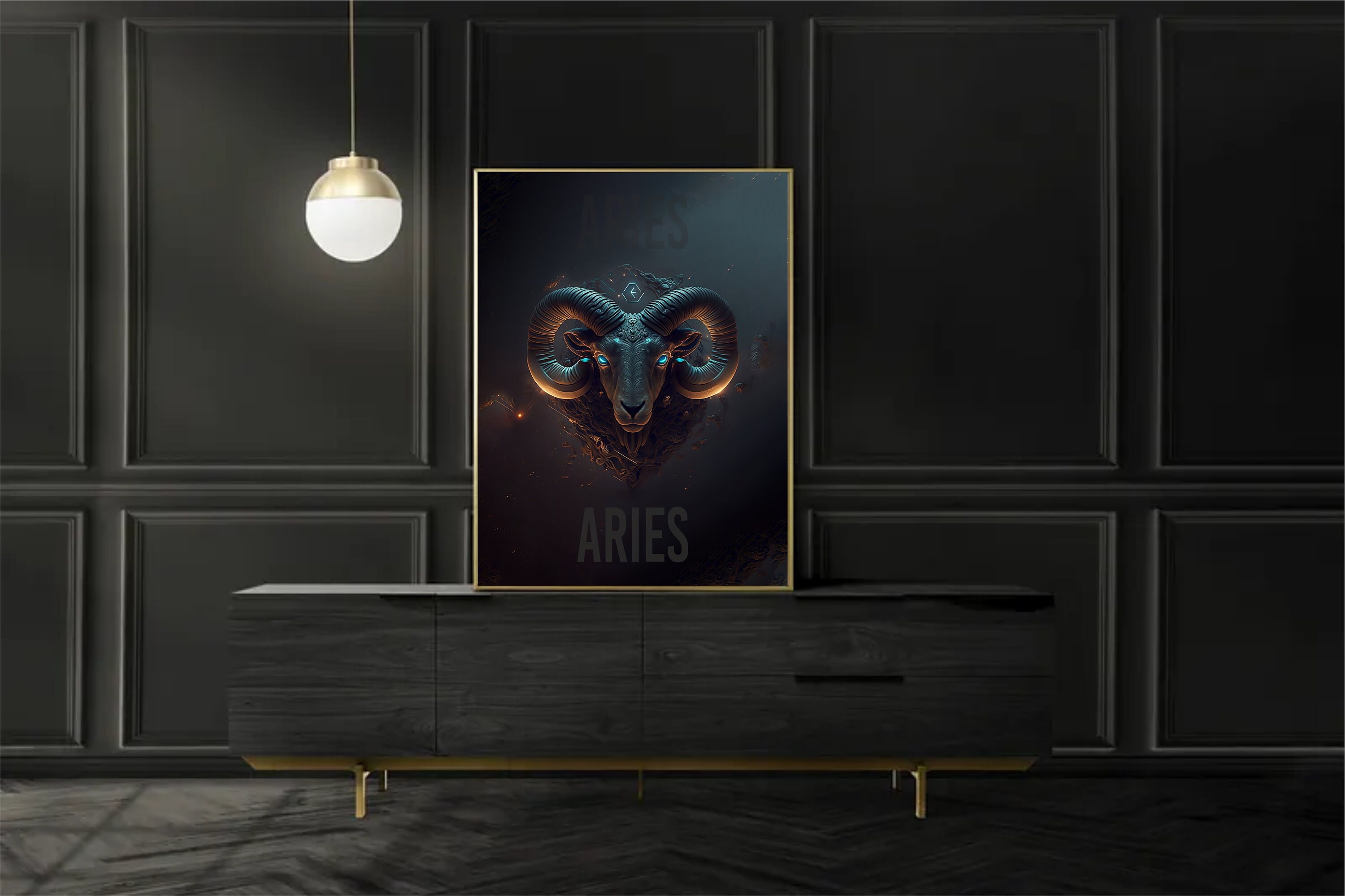 ARIES Star Sign Instant Download Print, Dark Theme, Zodiac Art ...