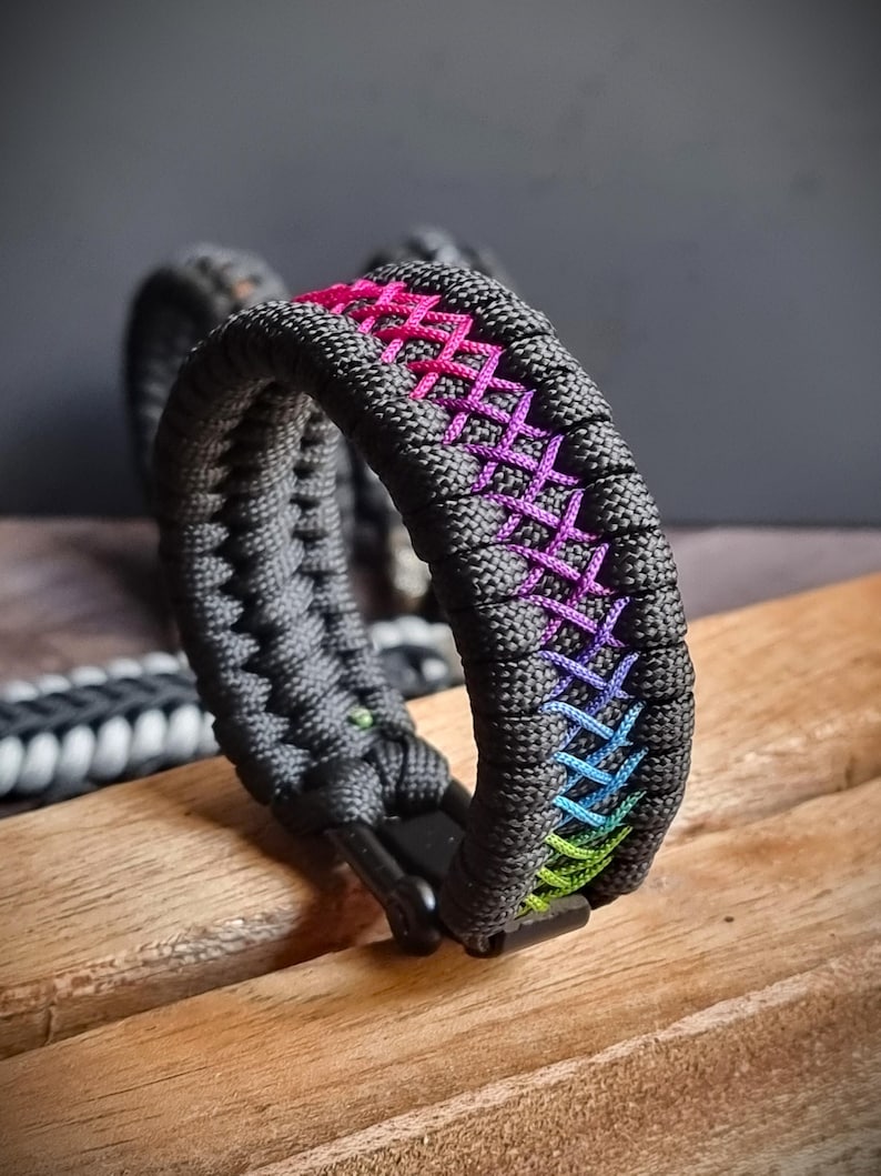Handmade Stitched Paracord Bracelet – Adjustable Shackle, Military ...