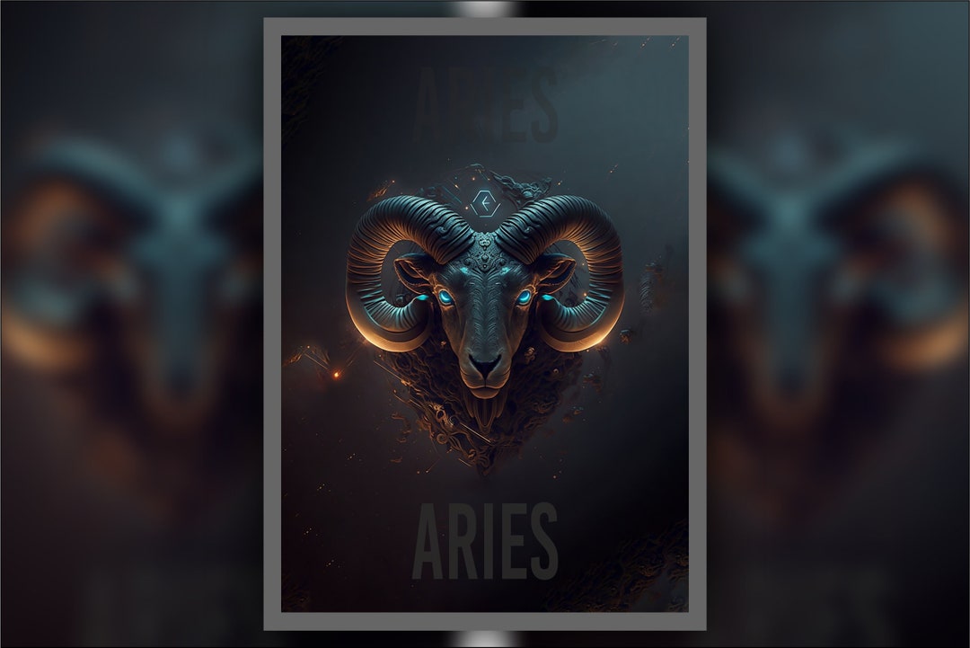 ARIES Star Sign Instant Download Print, Dark Theme, Zodiac Art ...