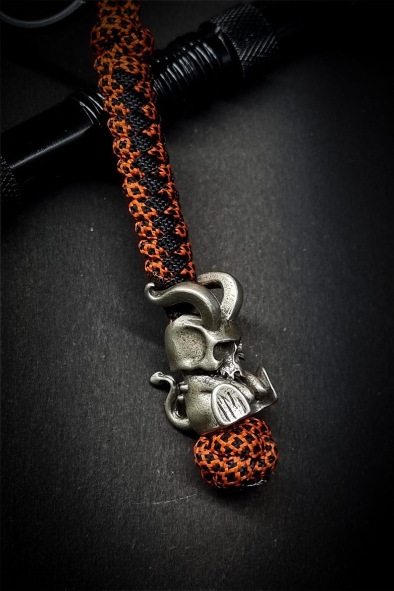 Buy Custom Paracord Keychain Lanyard With Brass Hell Boy Bead, Paracord ...