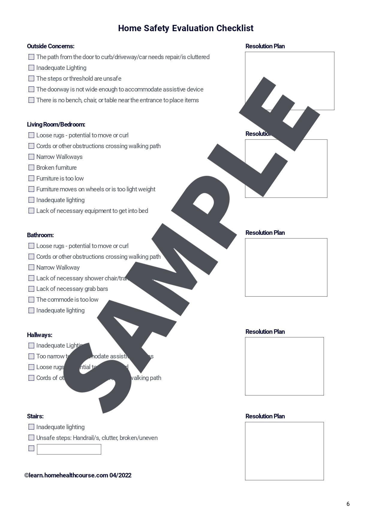 Fillable Home Safety Evaluation Template - Etsy