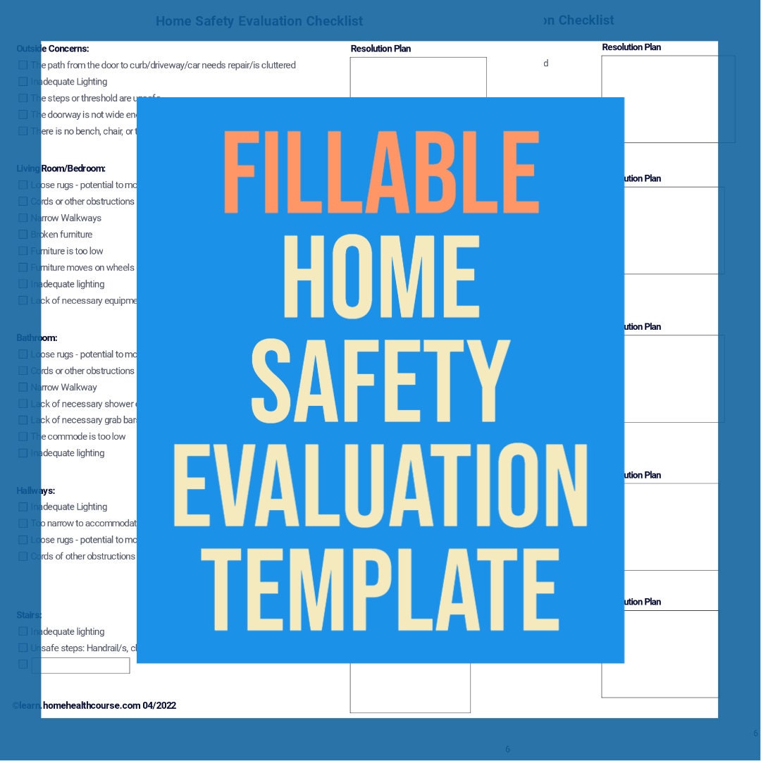 Fillable Home Safety Evaluation Template - Etsy