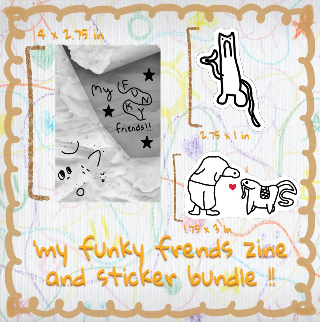 My Funky Friends Zine and Stickers Bundle! - Silly Doodle Art - Etsy