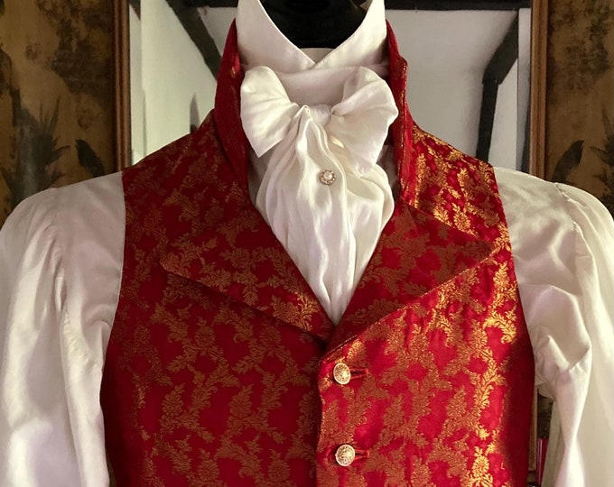 Mens Regency Waistcoat, Single Breasted, Stand Collar, Shaped Lapels ...