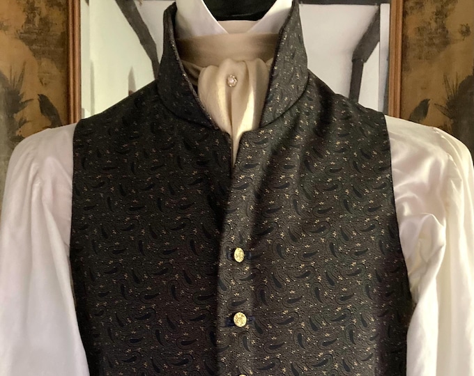 Mens Regency Waistcoat, Single Breasted, Stand Collar, Midnight Blue ...