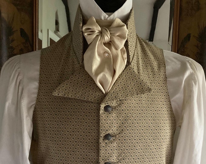 Men's Regency Waistcoat, Single Breasted, Stand Collar, Shaped Lapels ...