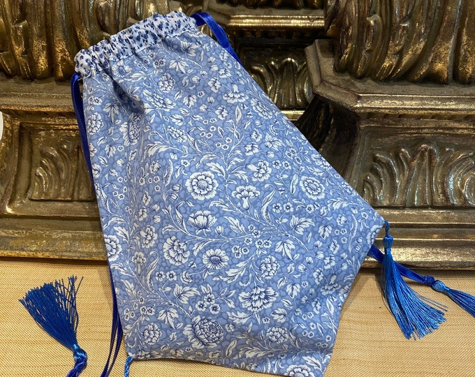 Regency Reticule in a Gorgeous Blue and White Floral Fabric, Blue ...