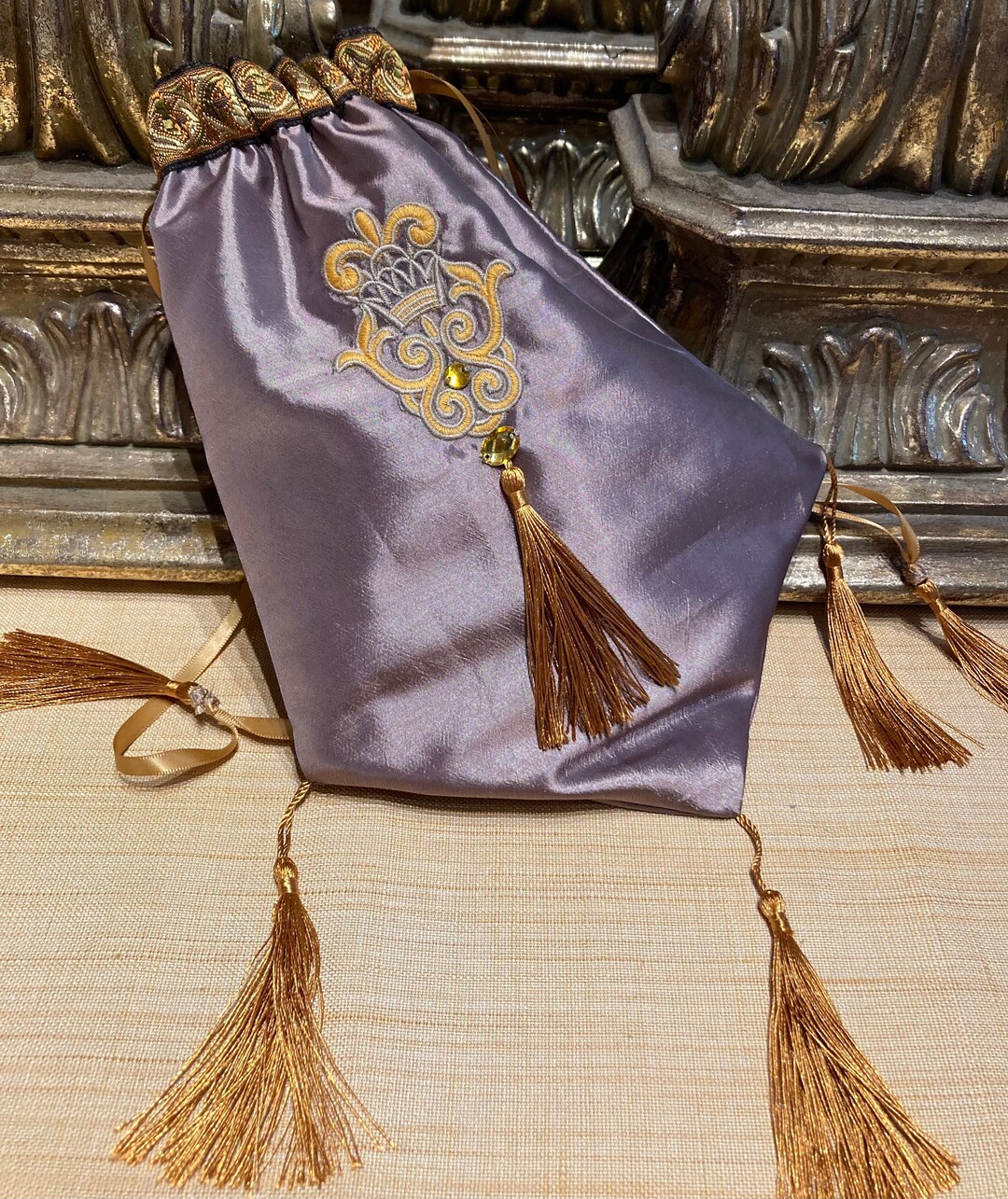 Regency Reticule in a Gold Taffeta With a Stunning Embroidery - Etsy