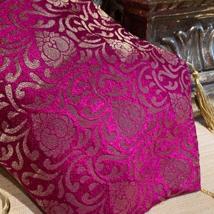 Regency Reticule in a Sumptuous Pink Floral Vine Brocade Fabric, Gold ...
