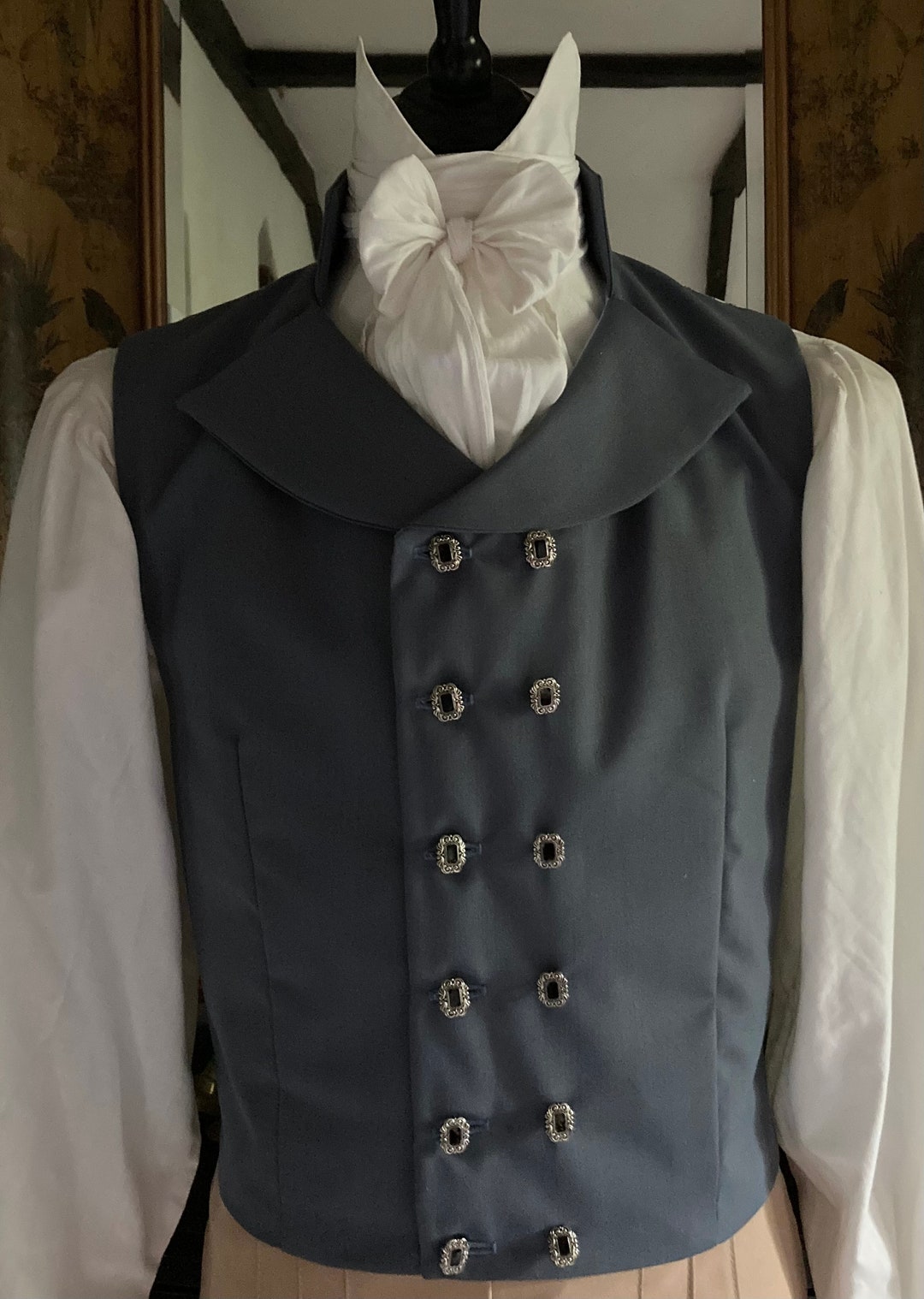Mens Regency Waistcoat, Double Breasted, Stand Collar, Shaped Lapels ...