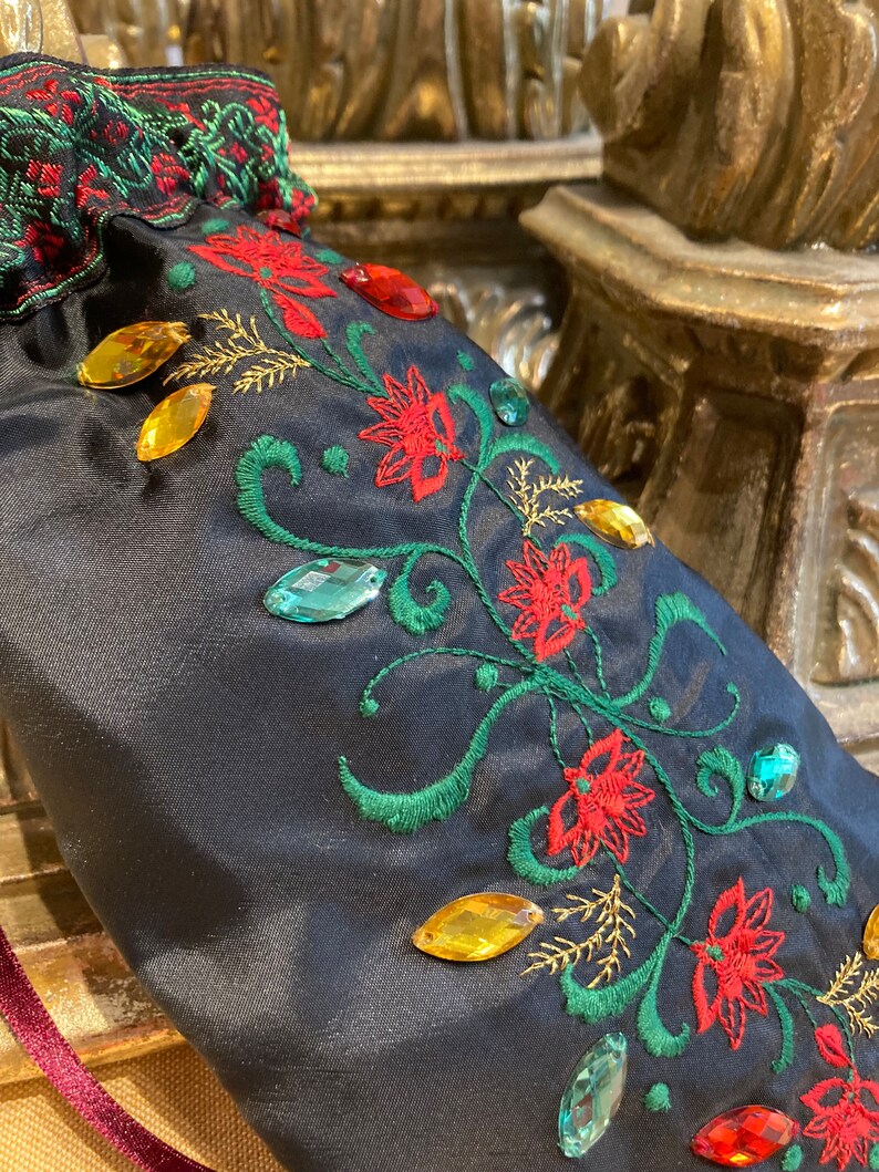 Regency Reticule Made in Black Taffeta With a Stunning - Etsy