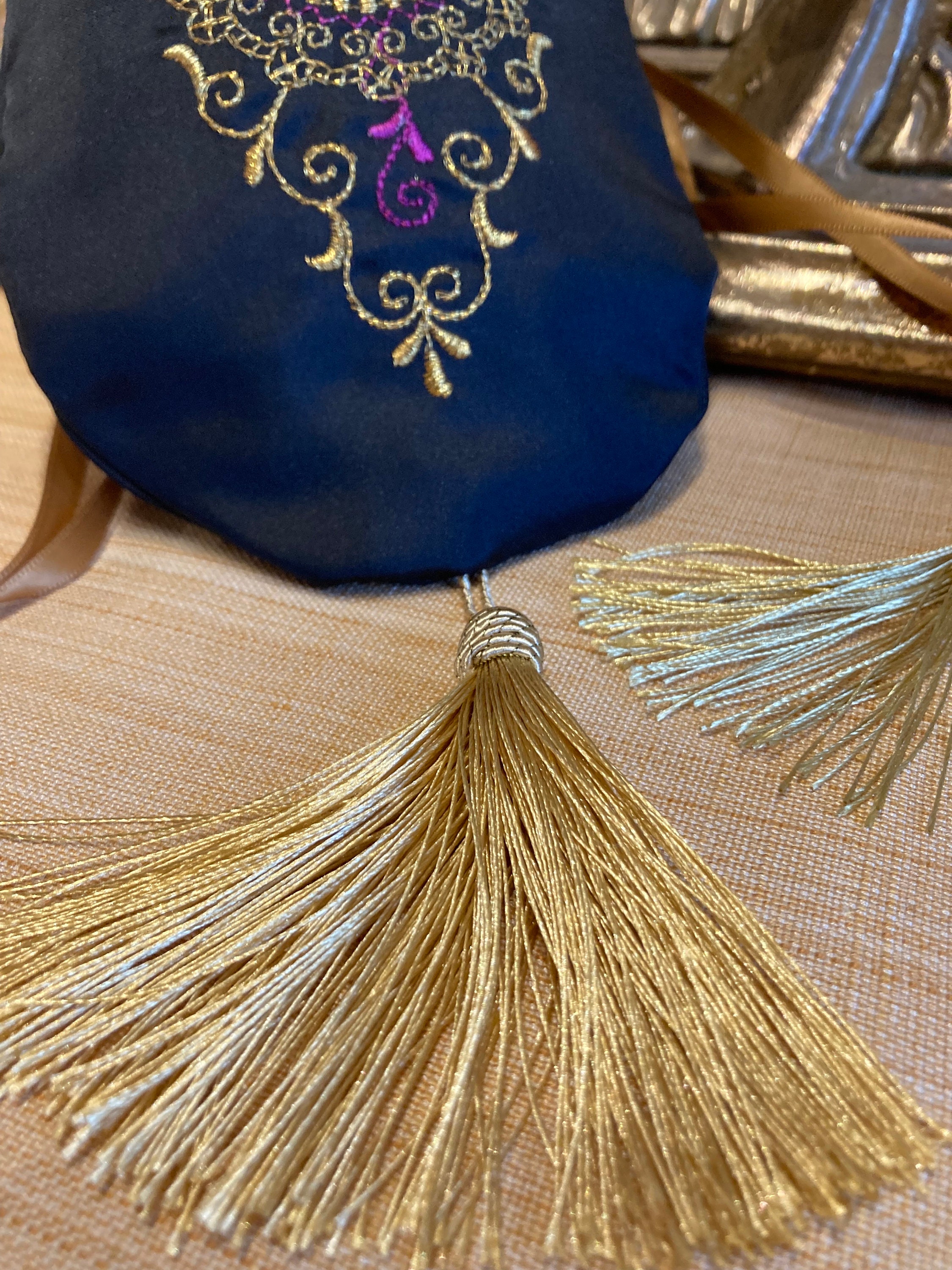 Regency Reticule Made in Black Satin With a Stunning Floral - Etsy