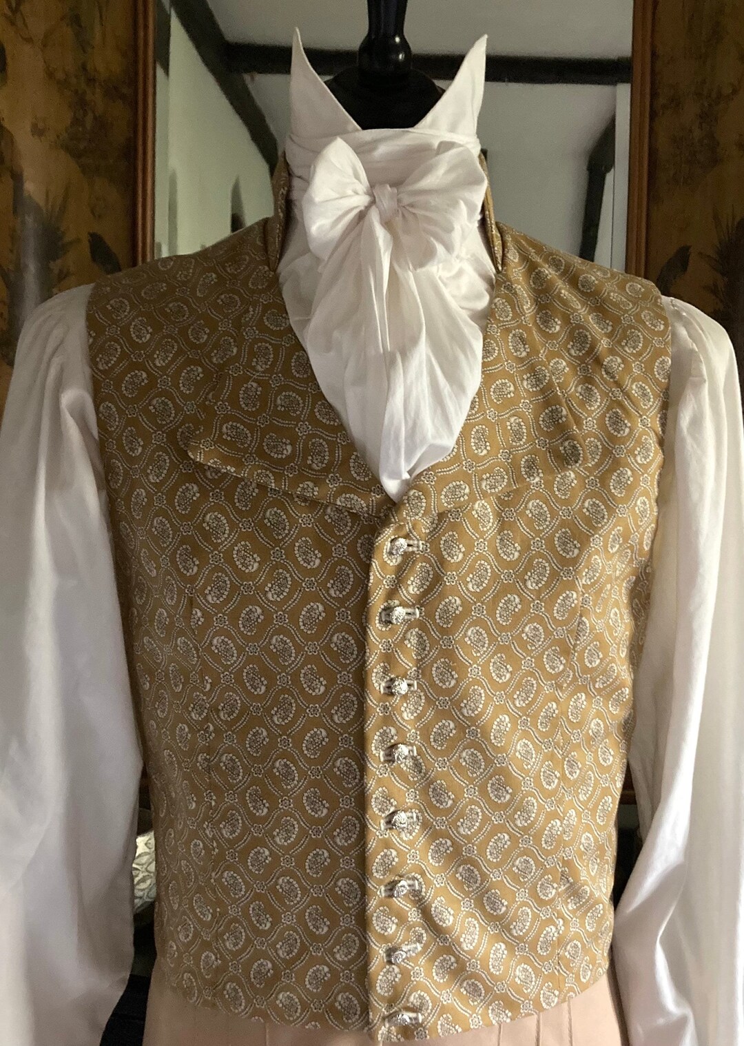 Mens Regency Waistcoat, Single Breasted, Stand Collar, Shaped Lapels ...
