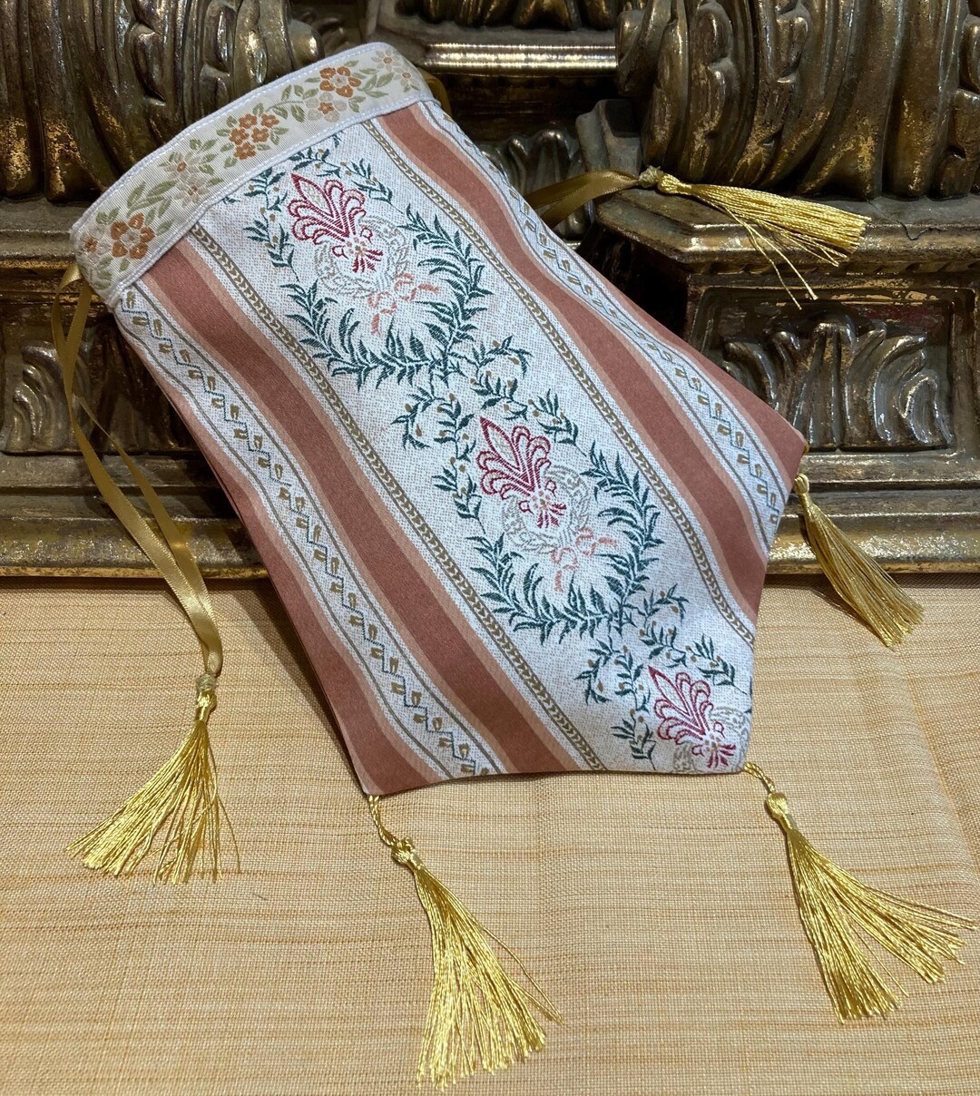 Regency Reticule in a Beautiful Regency Floral Striped Printed Cotton ...