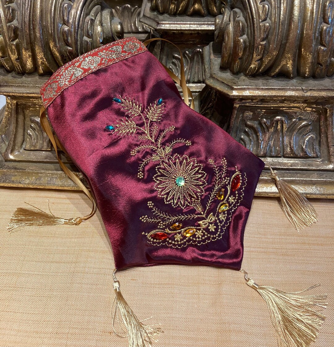 Regency Reticule in a Red Taffeta Stunning Embroidery Design - Etsy UK